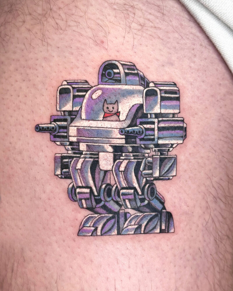 Robots of the future in biomechanical tattoos by Pisatche - Tattoo Life