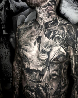 Black and grey custom tattoos by Arron Raw - Tattoo Life